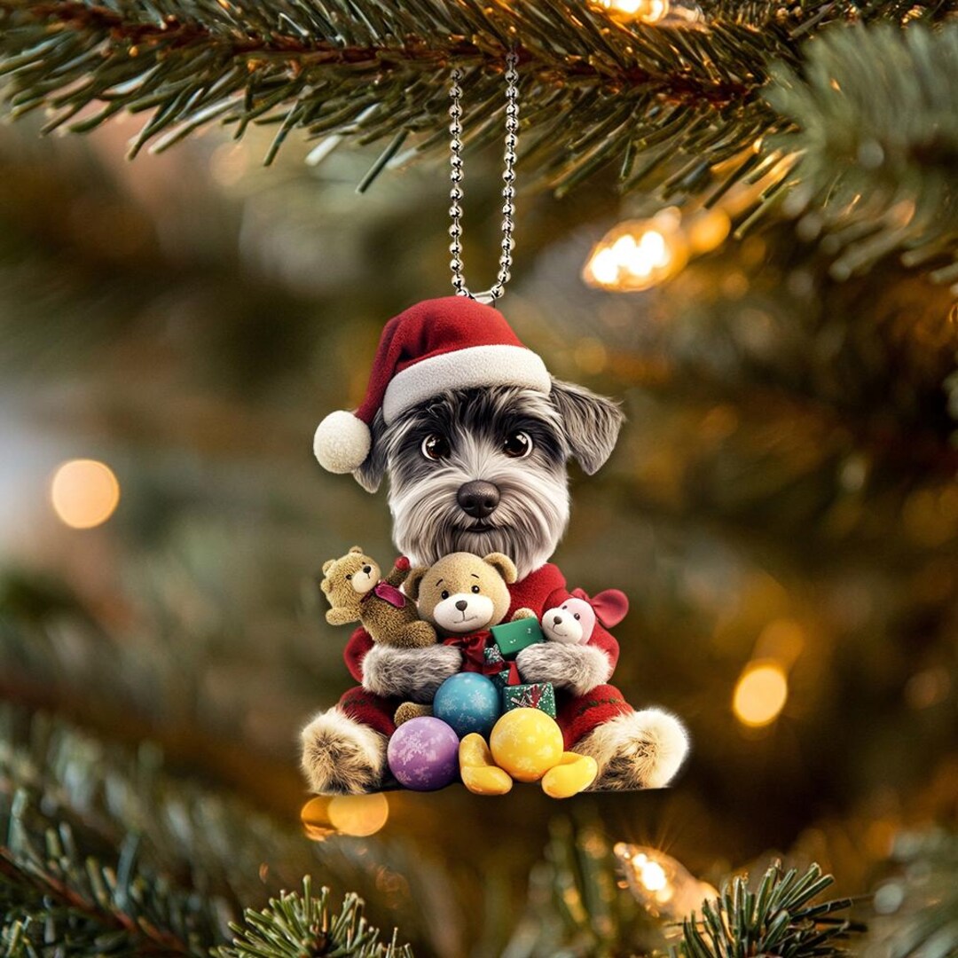 2D Flat Miniature Schnauzer Ornament, Schnauzer Dog Ornament, Dog Car ...