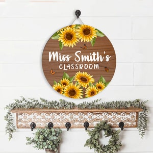 Sunflowers Teacher Door Sign, Sunflowers Sign, Personalized Teacher ...