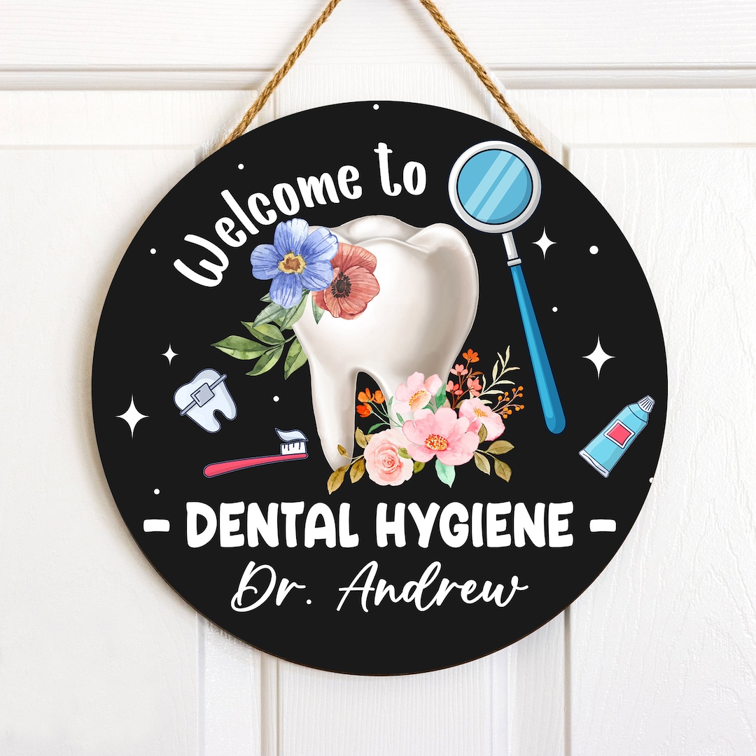Personalized Dental Hygiene Door Sign,dental Hygiene Welcome Sign ...