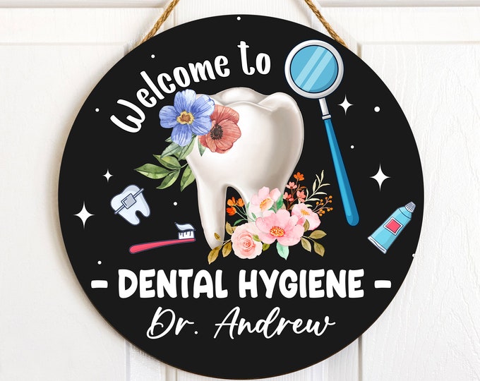 Personalized Dental Hygiene Door Sign,dental Hygiene Welcome Sign ...
