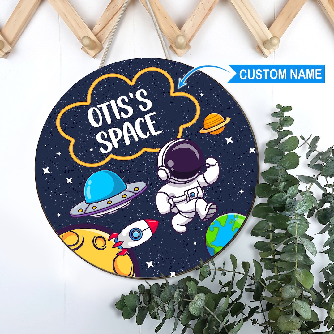 Personalized Space Name Sign, Children's Bedroom Decor, Space Door ...