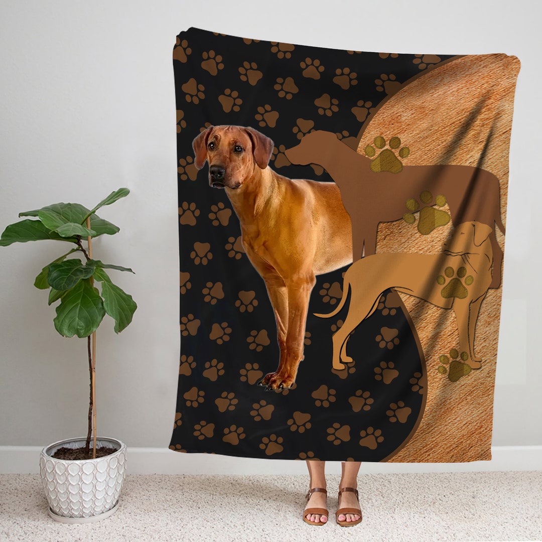Rhodesian Ridgeback Blanket, Paw Print Sherpa Blanket,fleece Blanket ...