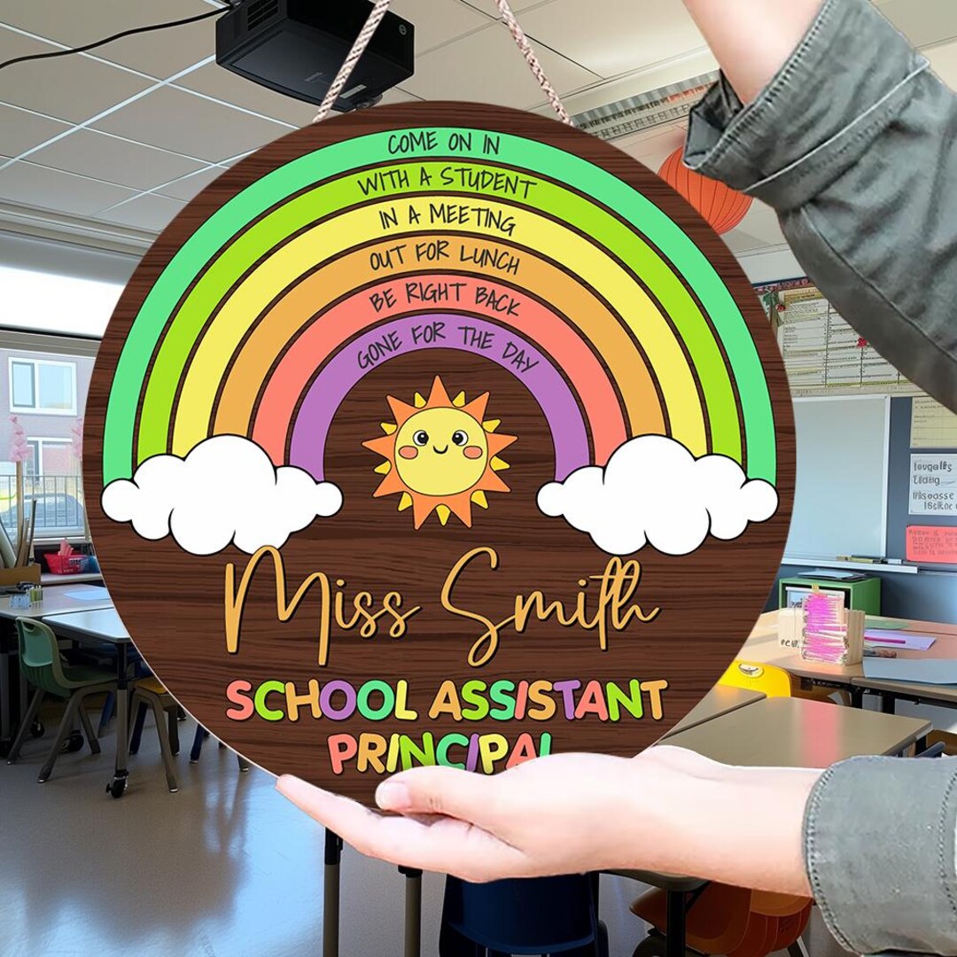 School Assistant Principal Door Hanger, School Assistant Wooden Door ...