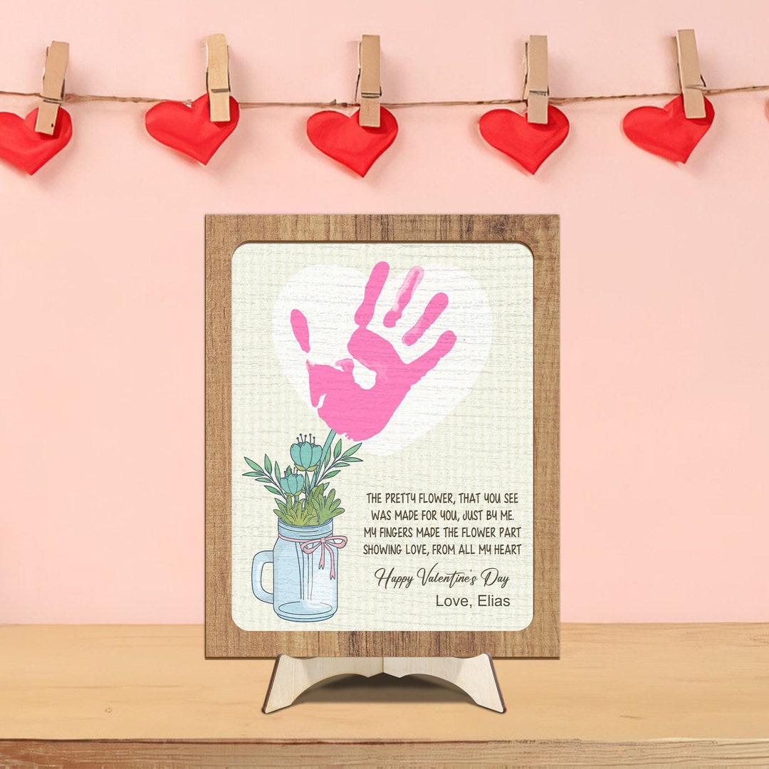 Handprint Flower Jar Sign, Valentine's Day Handprint Craft Sign DIY, My ...
