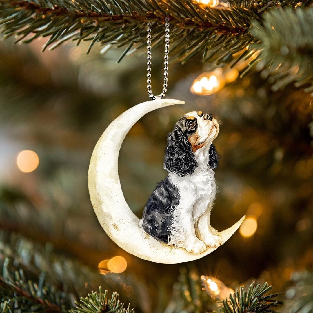 2D Flat Cavalier King Charles Spaniel Ornament, Angel Dog Ornament, Dog ...