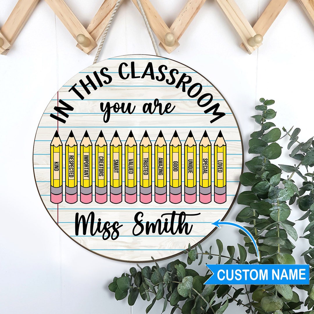 Personalized Teacher Name Door Sign, Classroom Welcome Sign, Teacher ...