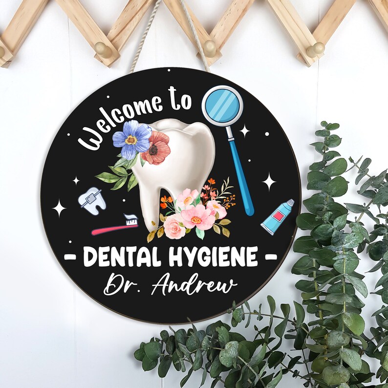 Personalized Dental Hygiene Door Sign,dental Hygiene Welcome Sign ...