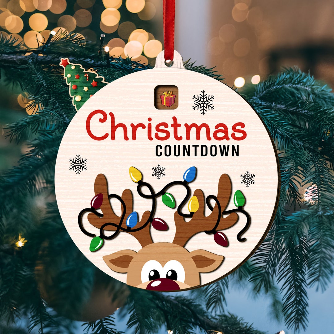 Christmas Reindeer Countdown Sliding Ornament, Days Until Christmas ...
