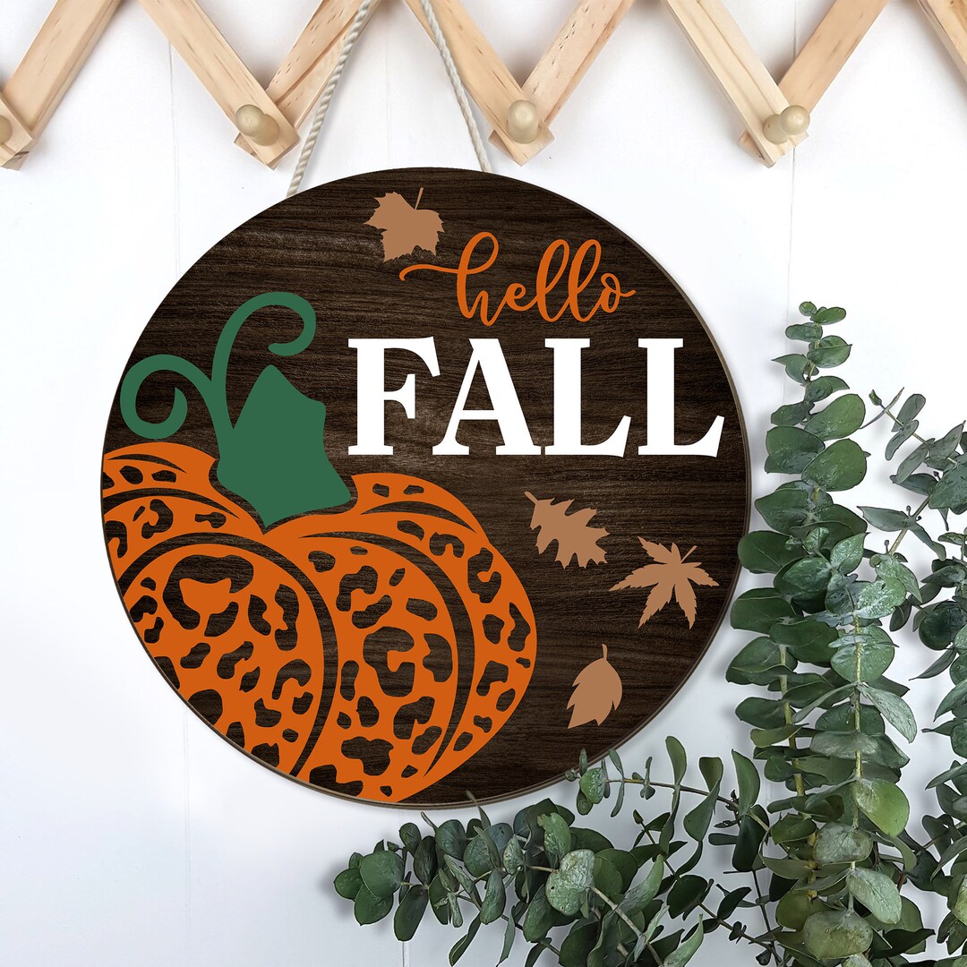 Hello Fall, Hello Pumpkin, Fall Door Hanger, Halloween Door Hanger ...