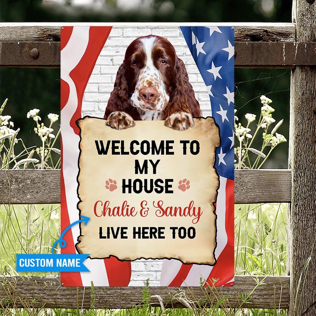 Welcome to My House, English Springer Spaniel Metal Sign, Personalized ...