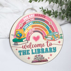 Welcome Library School Sign, Welcome to Our Library Door Sign,library ...