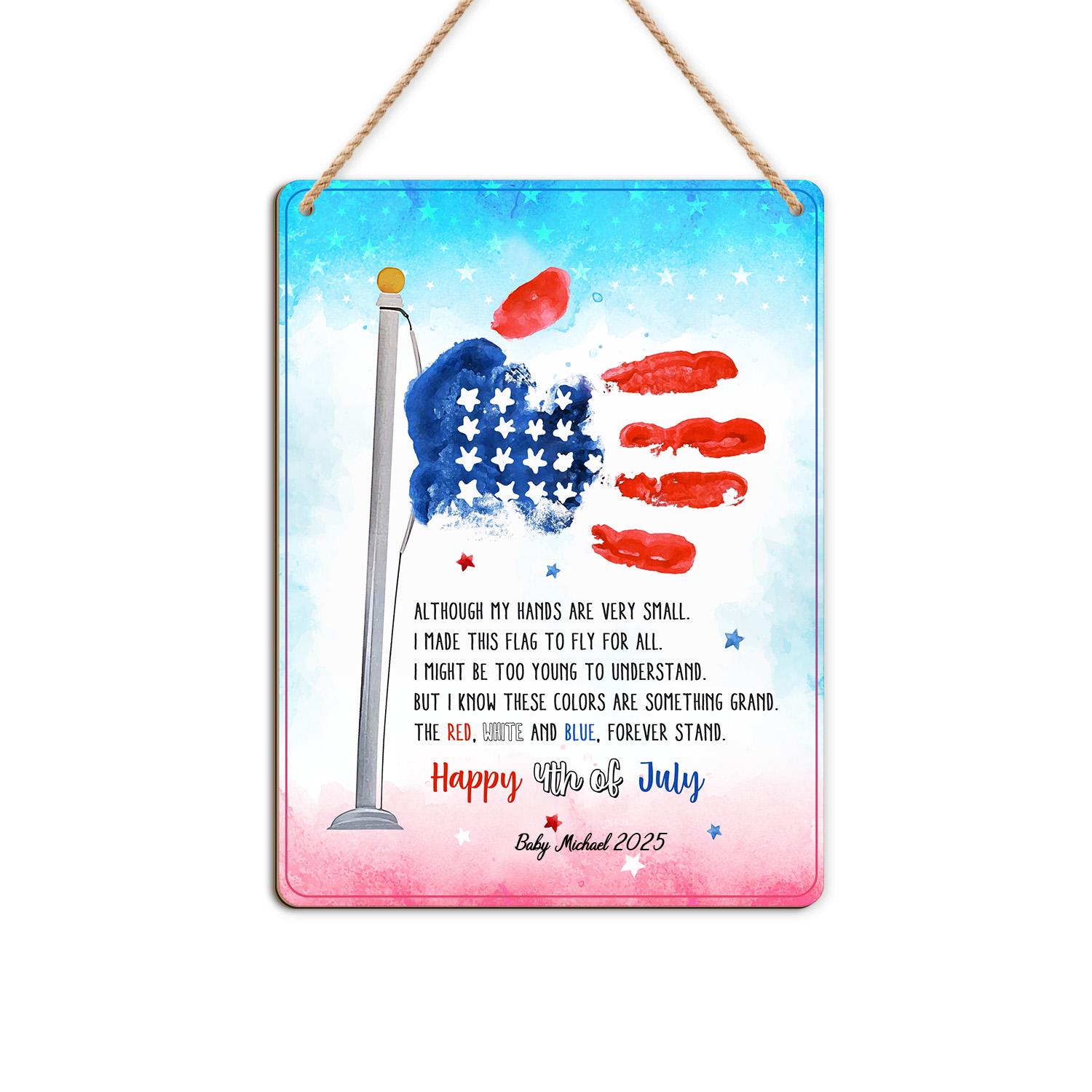 DIY Baby’s First 4th of July Handprint Craft Flag Sign, My First Fourth ...