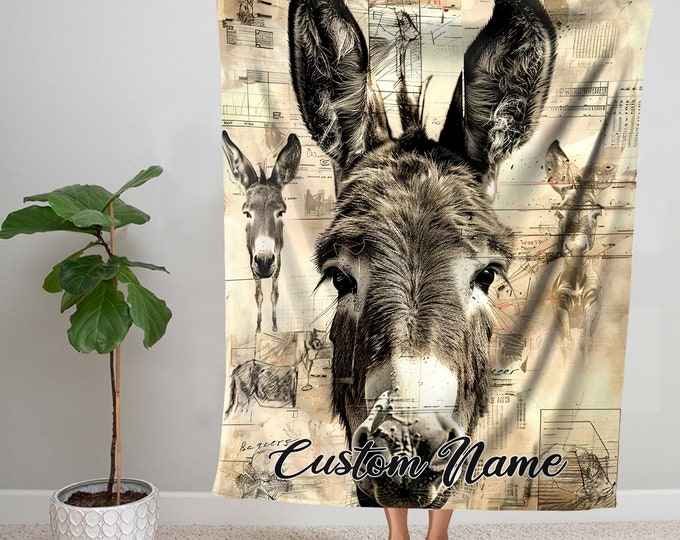 Sketch of Donkey Blanket,donkey Sherpa Blanket,donkey Fleece Blanket ...