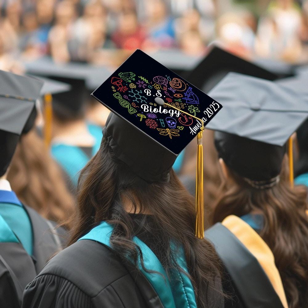 Biology Science Graduation Cap Topper, 2025 Grad Cap, Class of 2025 ...