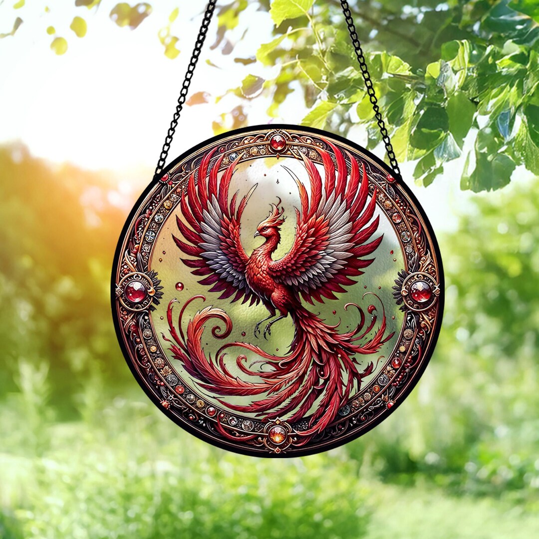 Phoenix Suncatcher Glass Suncatcher, Firebird Suncatcher, Phoenix ...