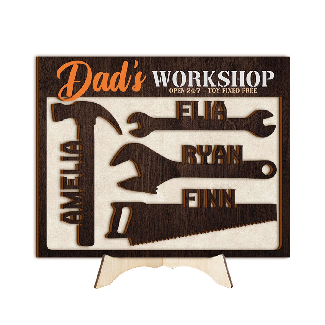 Personalized Mechanic Dad Sign With Kids Names, Custom Handyman Dad ...
