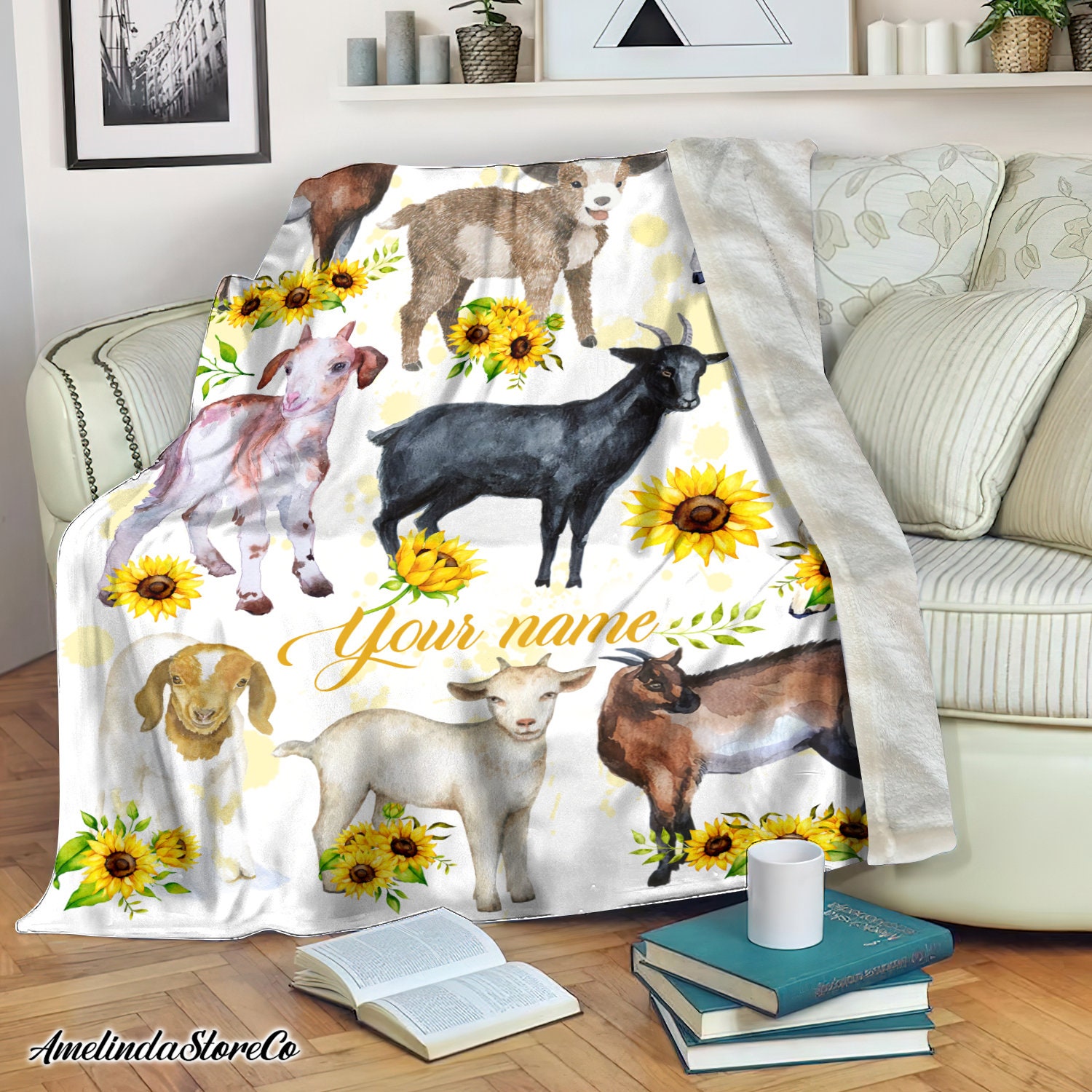 Personalized Goat Blanket Goat Sherpa Blanket Farm Goat - Etsy