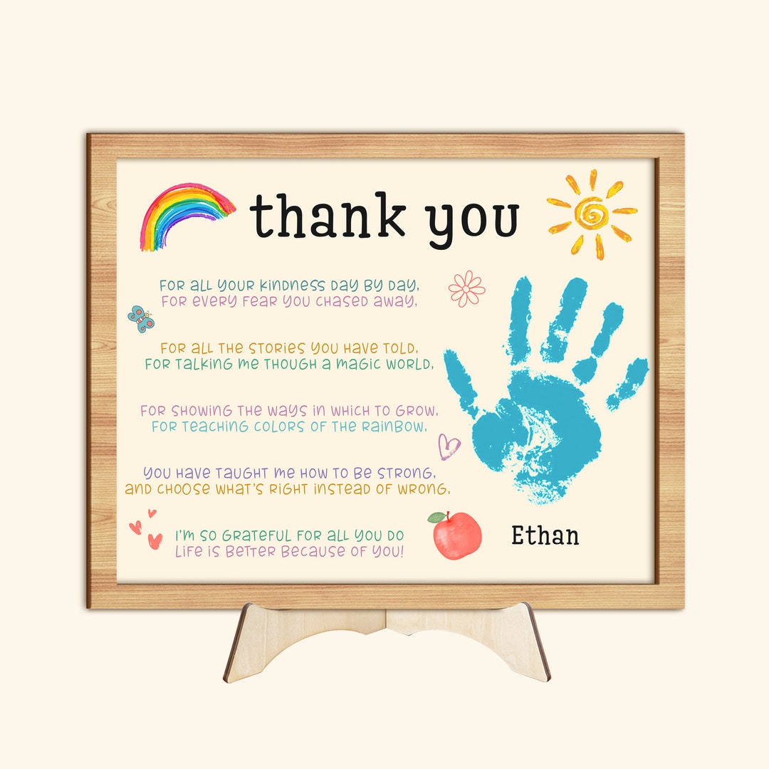 Kids Poem Handprint Thank You Sign, Daycare Poem, Kindergarten or Pre ...