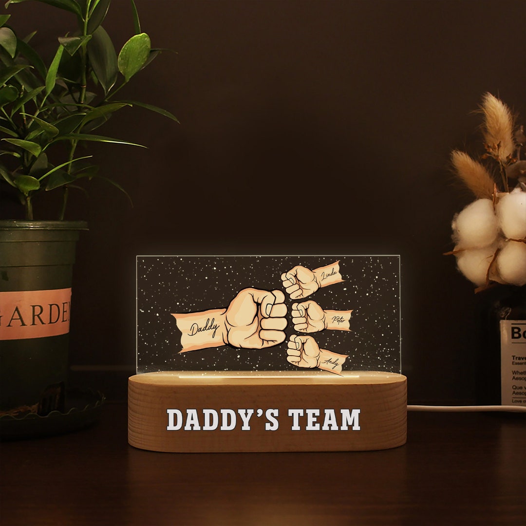 Personalized LED Night Light, Fist Bump Dad Kids, Fist Bump Family ...