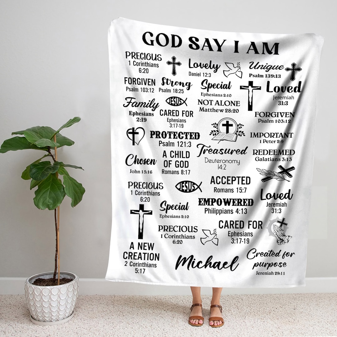 God Say I Am, Christian Blanket, Boho Throw Blanket, Christian Gift ...
