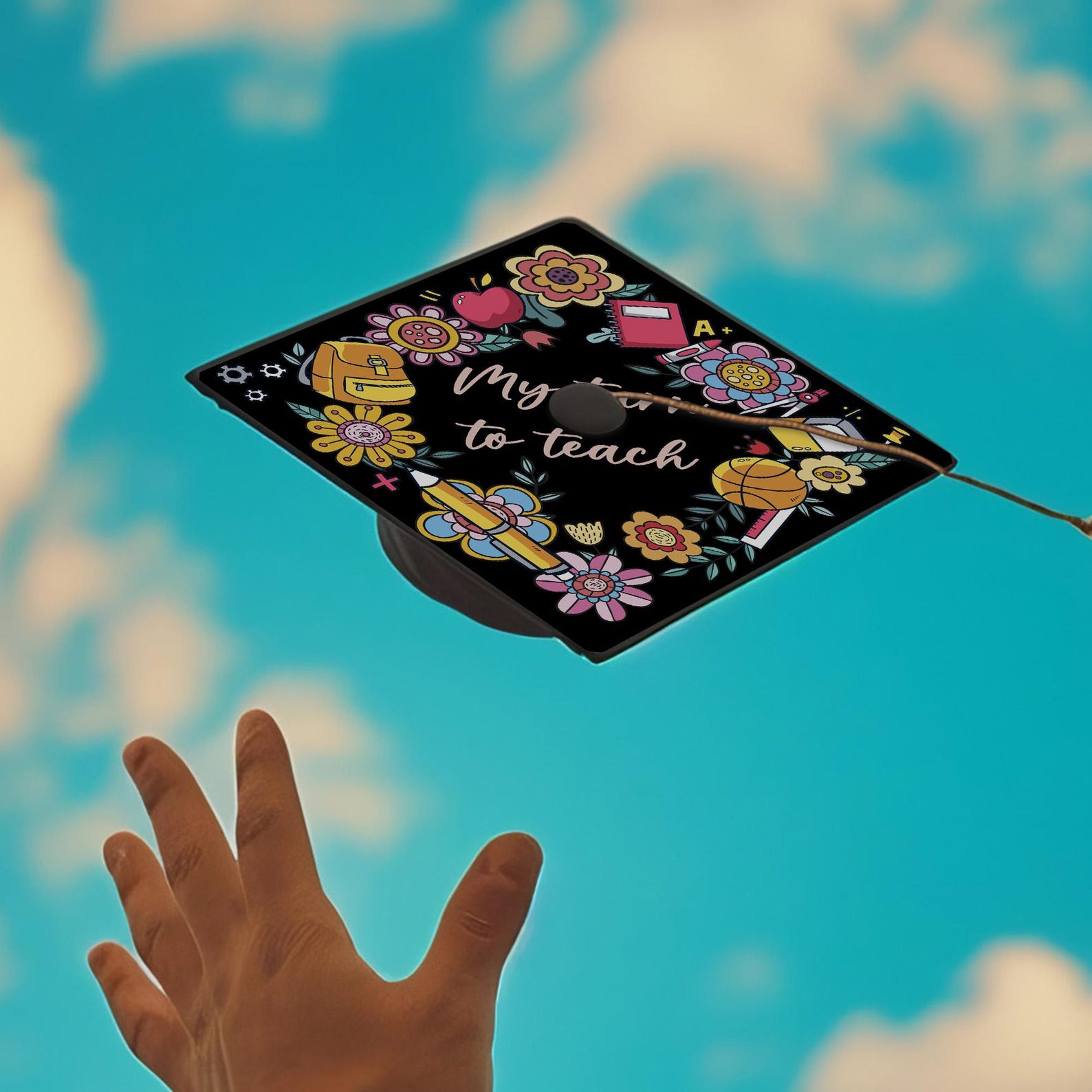 My Turn to Teach Graduation Cap Topper, Time to Teach Grad Cap Topper ...