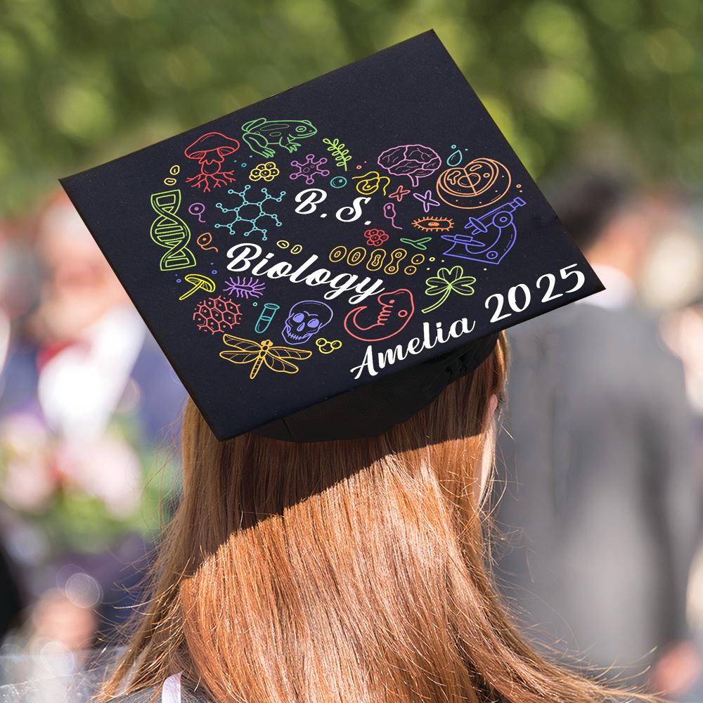 Biology Science Graduation Cap Topper, 2025 Grad Cap, Class of 2025 ...