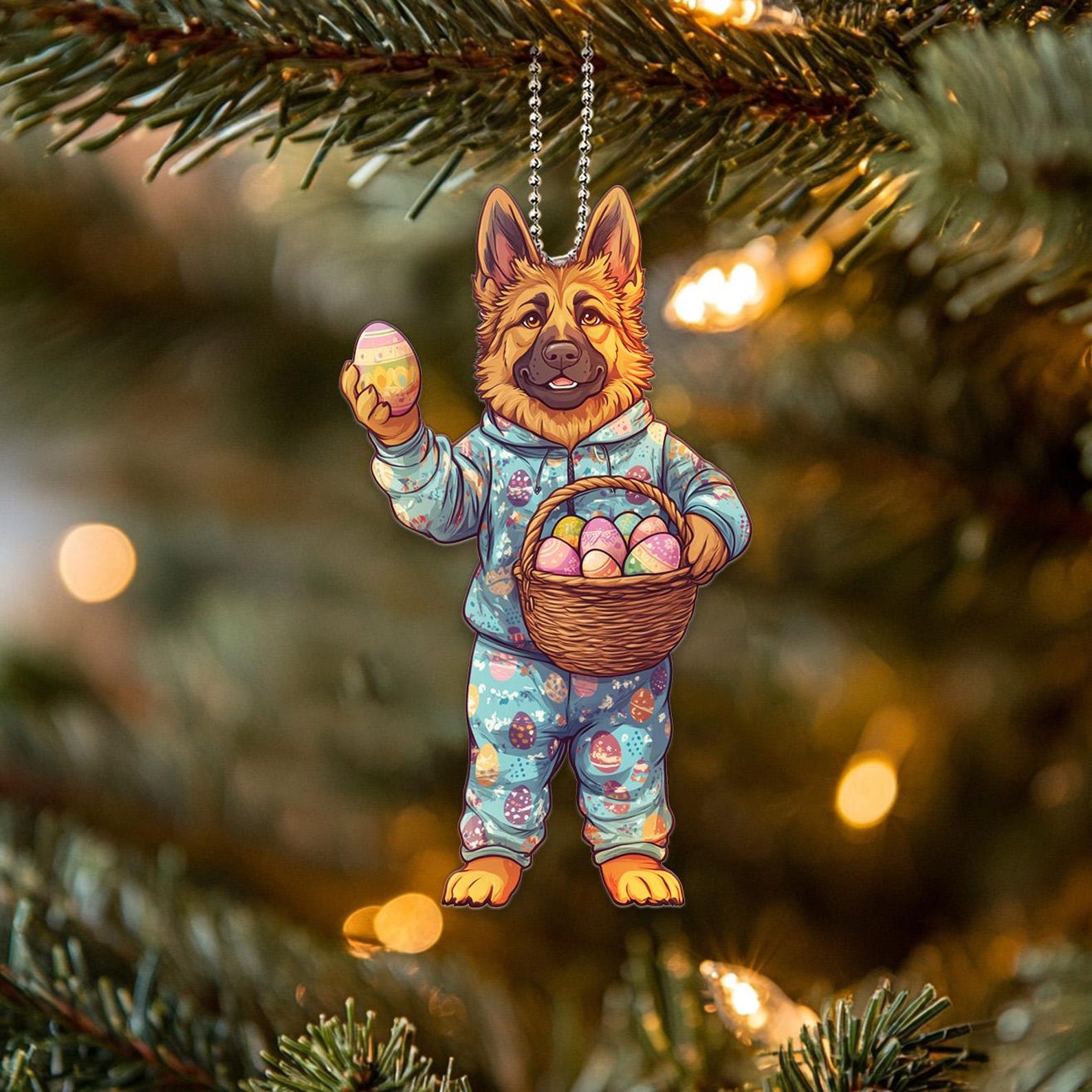 German Shepherd Dog Ornament, 2D Flat Easter Dog Car Hanging Ornament ...