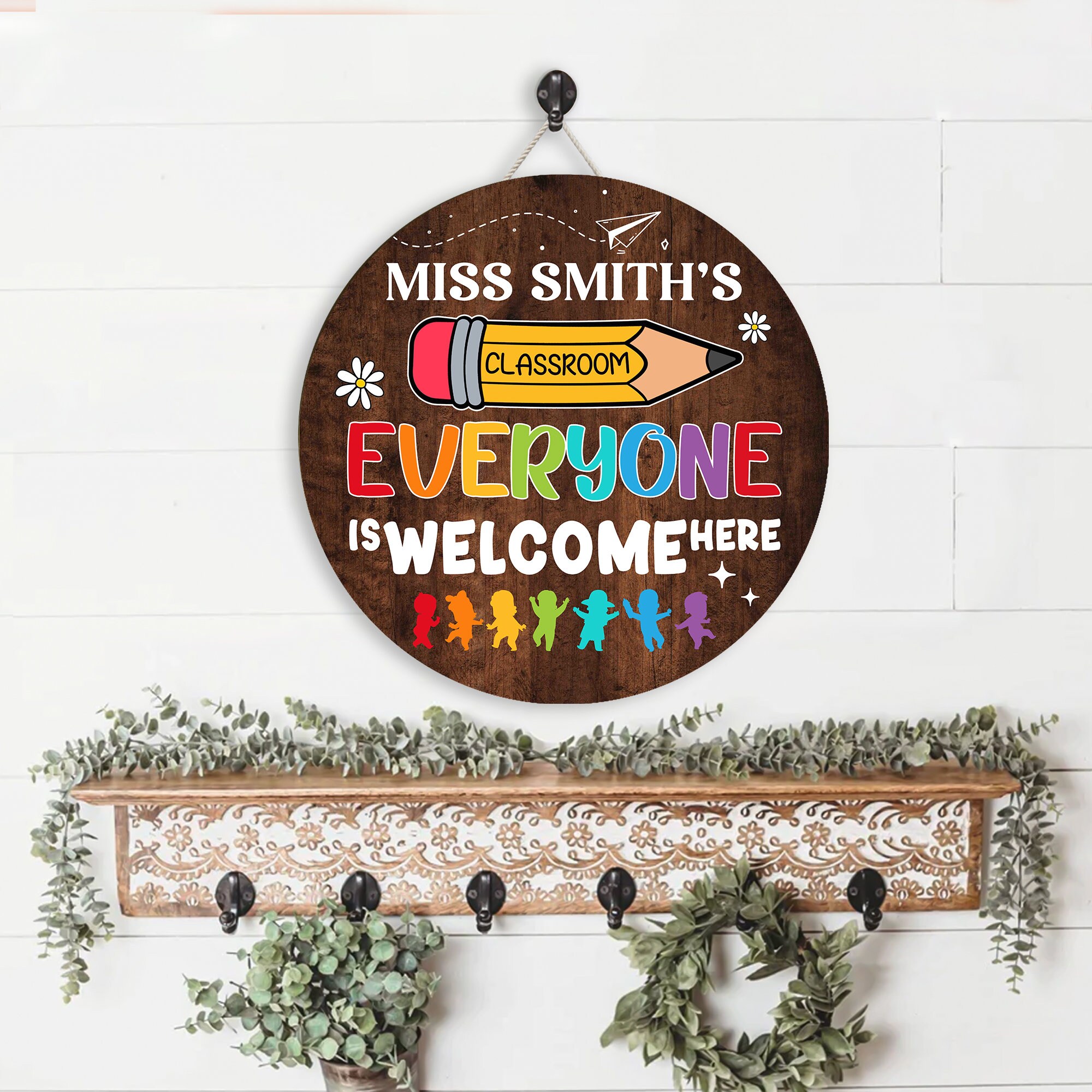 Personalized Teacher Door Sign,everyone is Welcome Here,custom Teacher ...