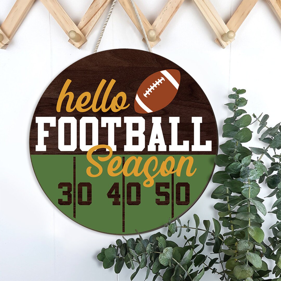 Hello Football Season Sign, Football Door Hanger, American Football ...