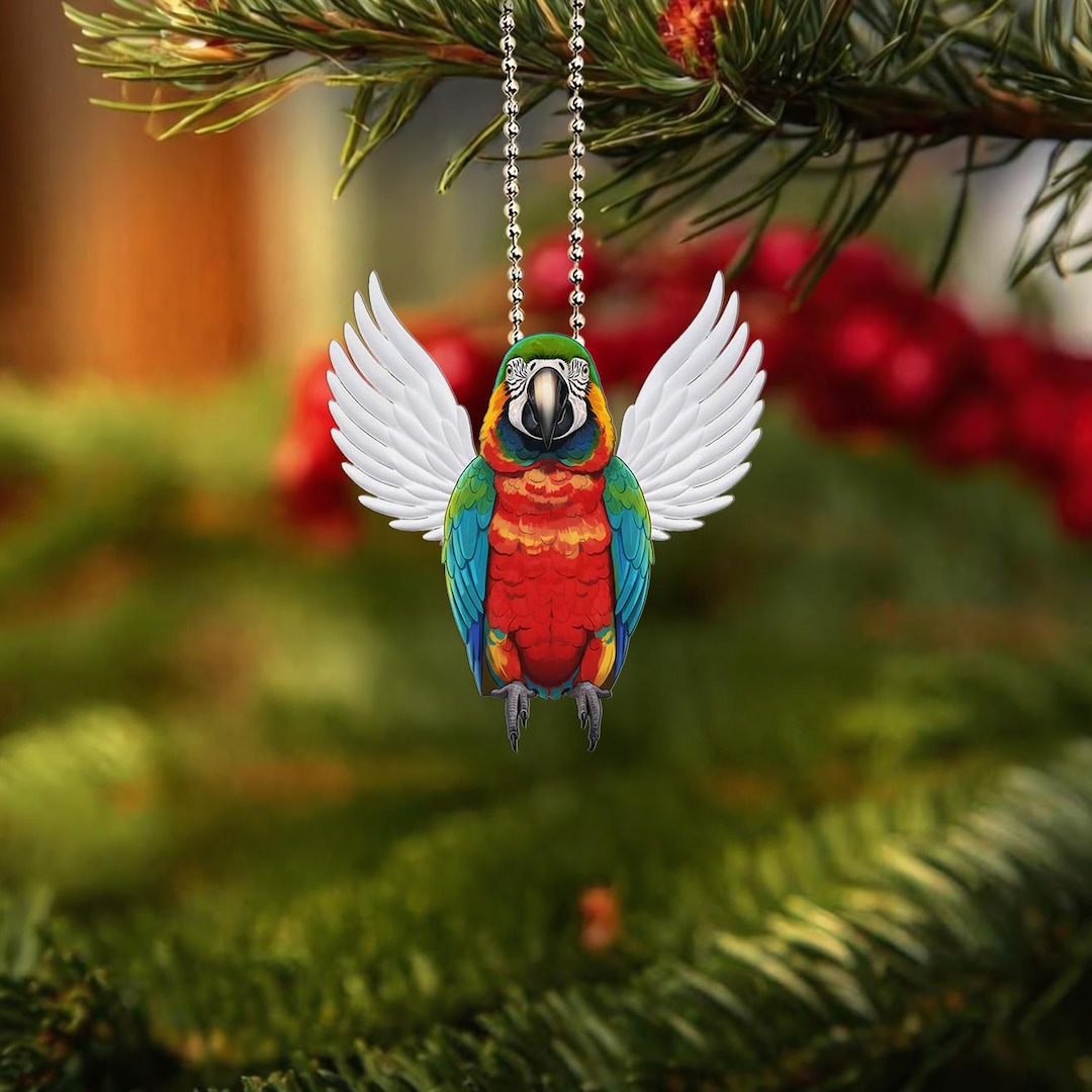 2D Flat Macaw Ornament, Angel Macaw Ornament, Macaw Angel Ornament ...