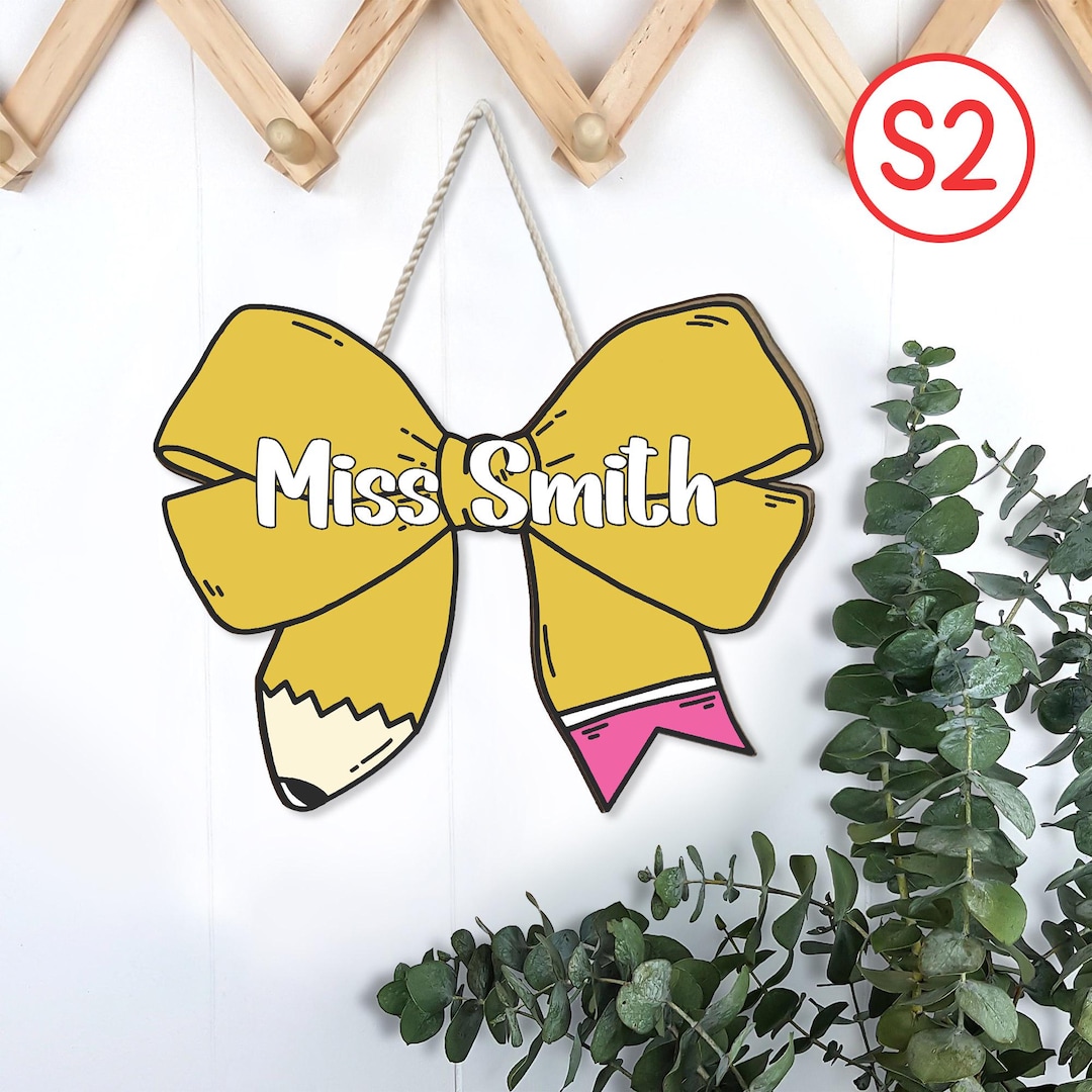 Pencil Bow Classroom Door Hanger, Classroom Welcome Sign, Pencil ...