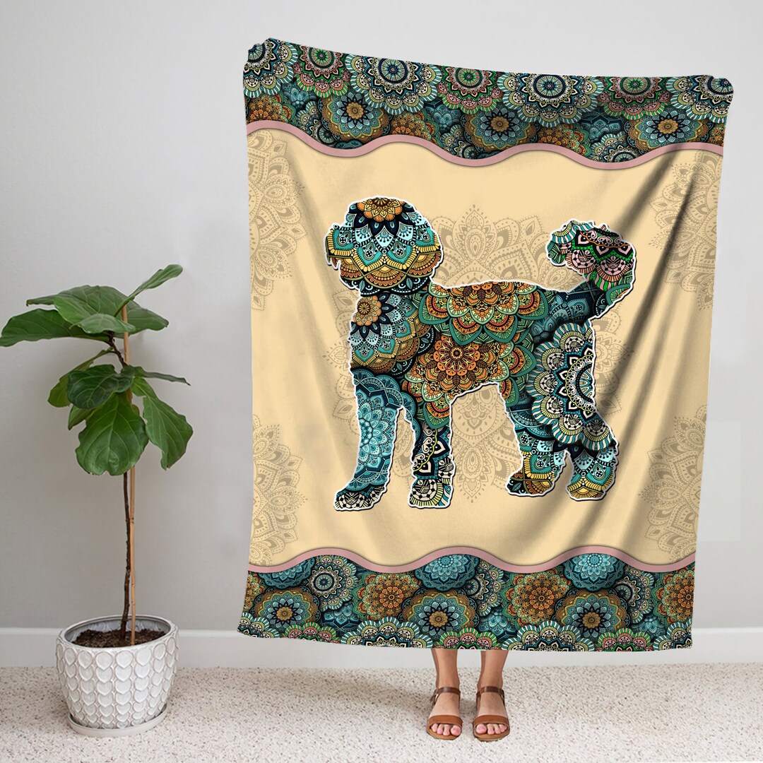 Labradoodle Blanket, Sherpa Blanket, Fleece Blanket, Tribal Dog Throw ...