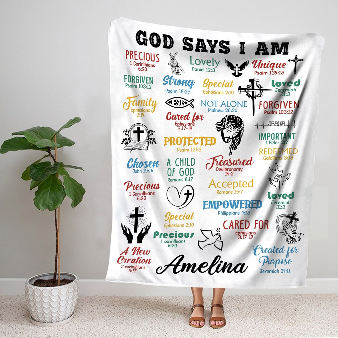 God Say I Am, Christian Blanket, Boho Throw Blanket, Christian Gift ...