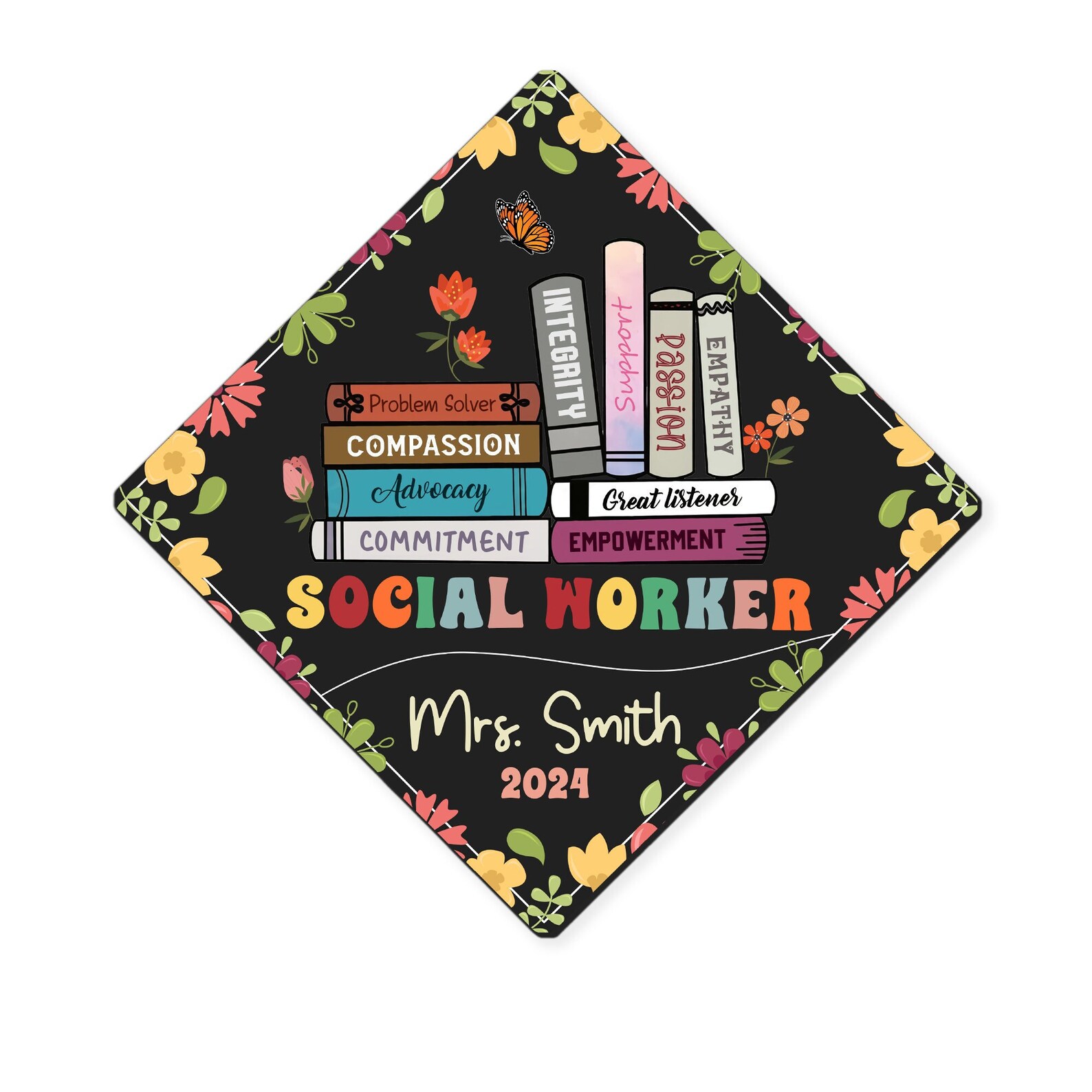 Custom Social Worker Graduation Cap Topper, Personalized Grad Cap ...