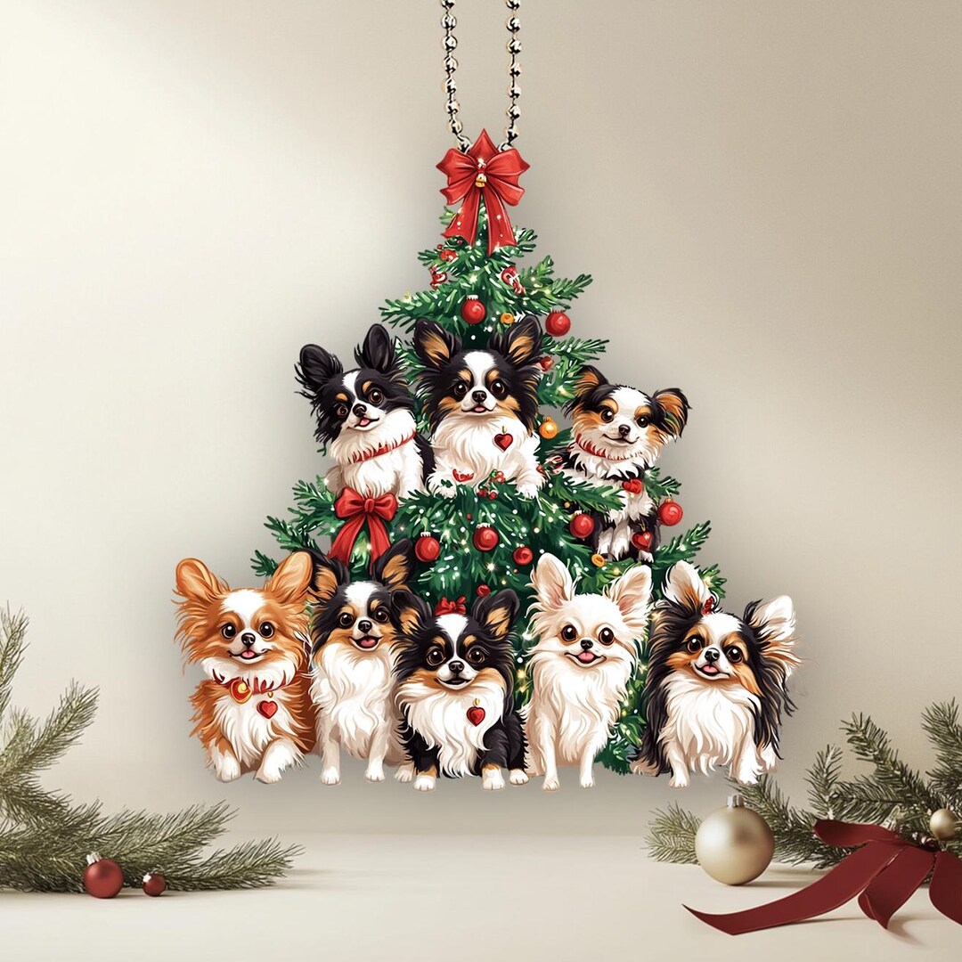 Papillon Ornament, Papillon Dog Christmas Tree, Dog Car Hanging ...