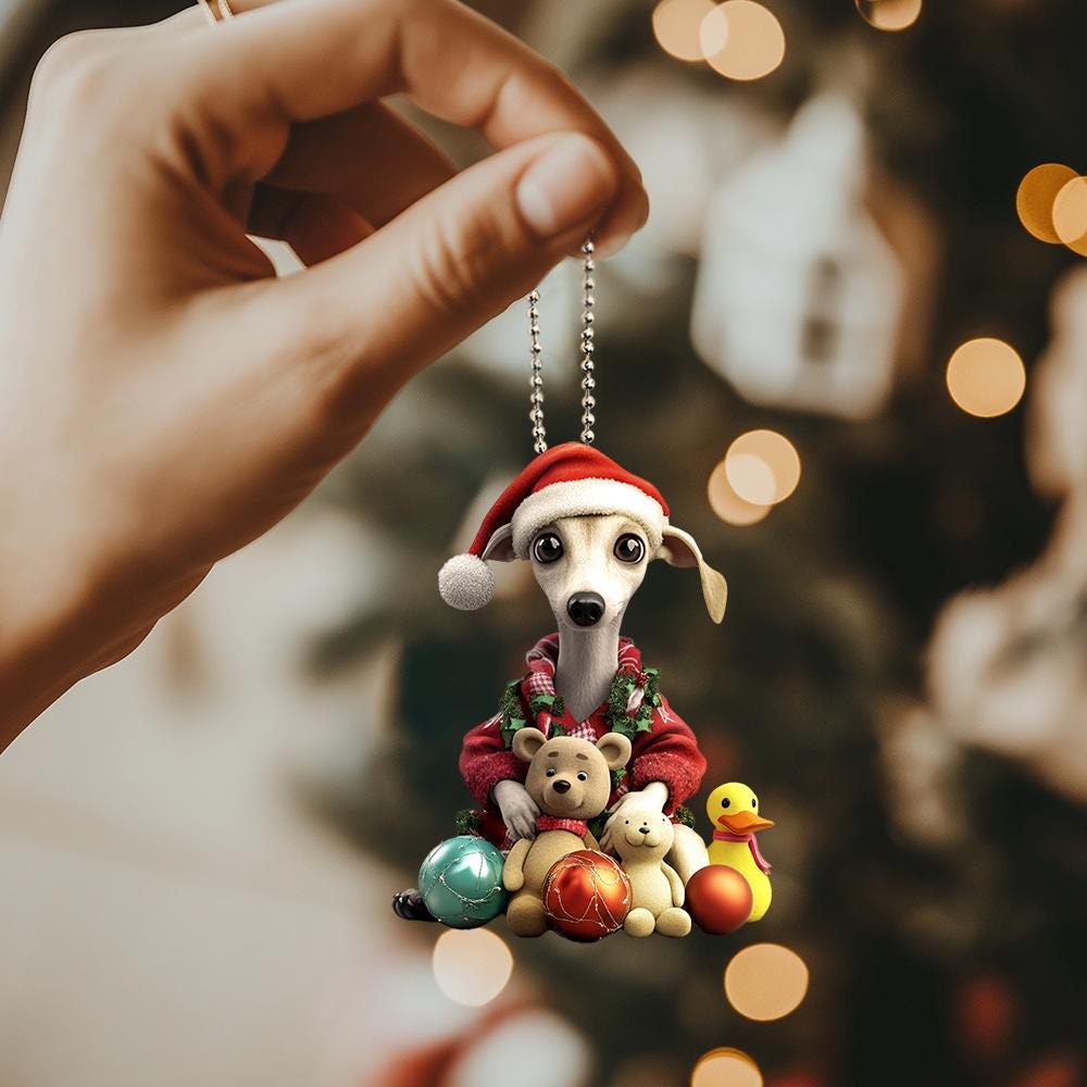 2D Flat Whippet Ornament, Whippet Dog Ornament, Dog Car Hanging ...