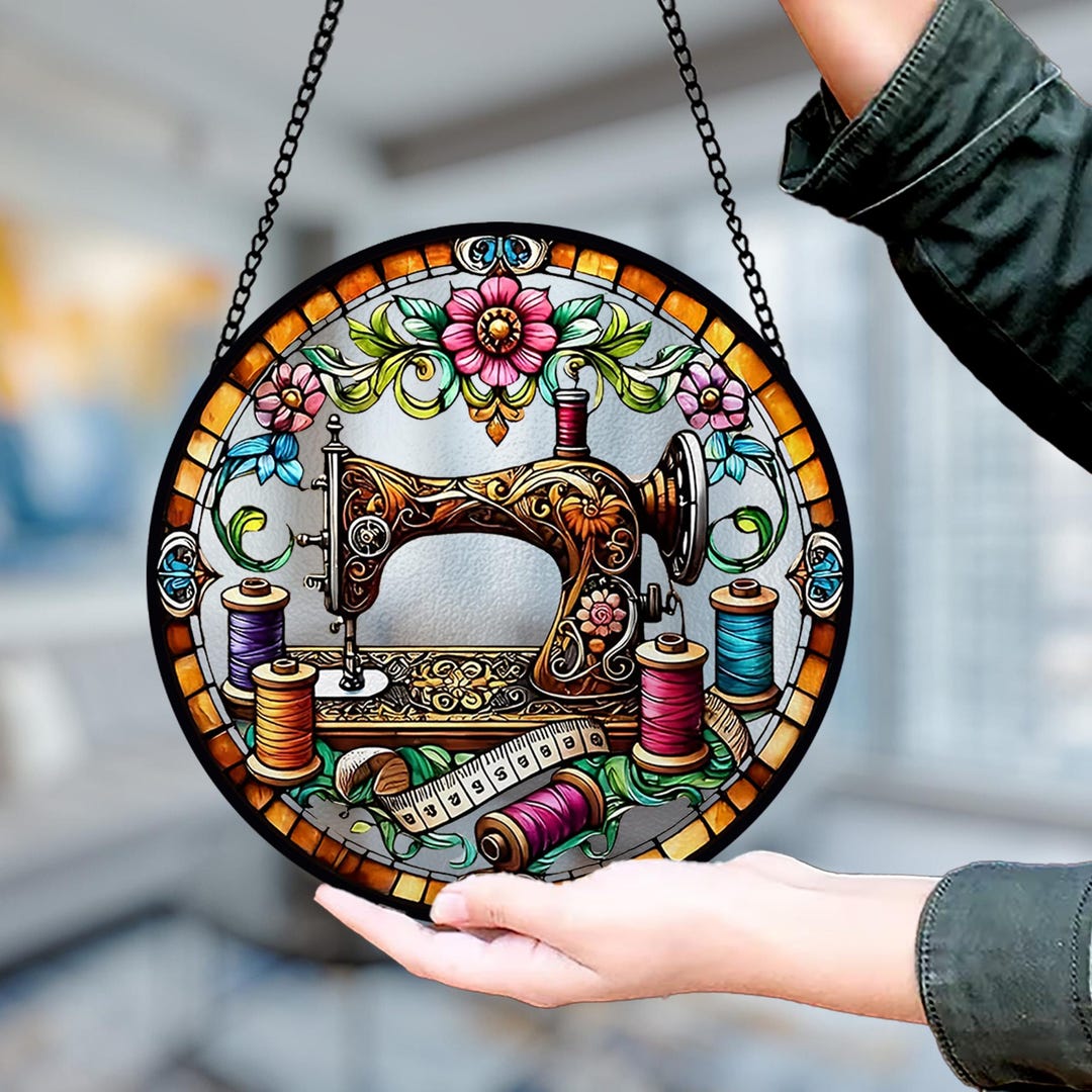 Sewing Machine Suncatcher, Flower Sewing Machine Window Decor, Perfect ...
