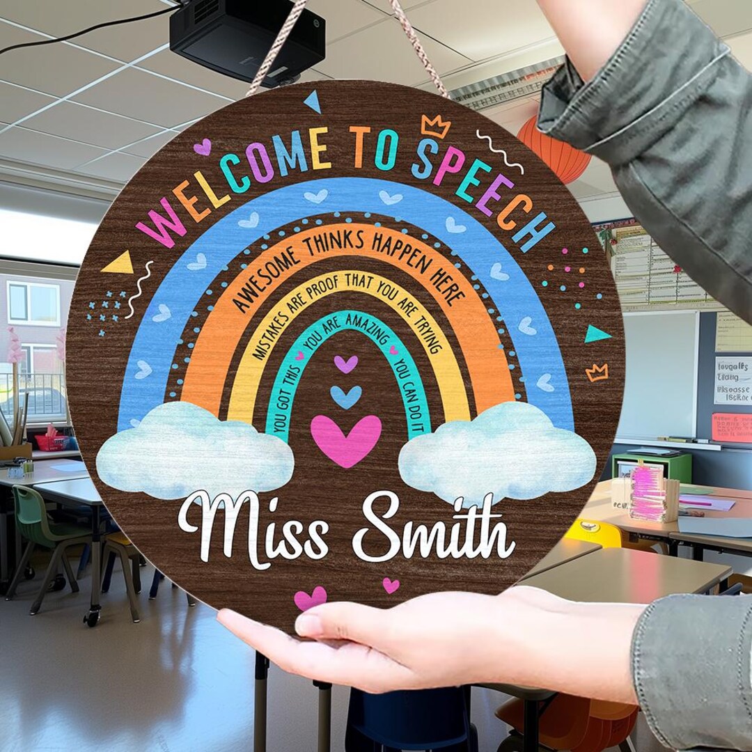 Welcome to Speech Door Sign, Speech Room Sign, Speech Therapist Gift ...
