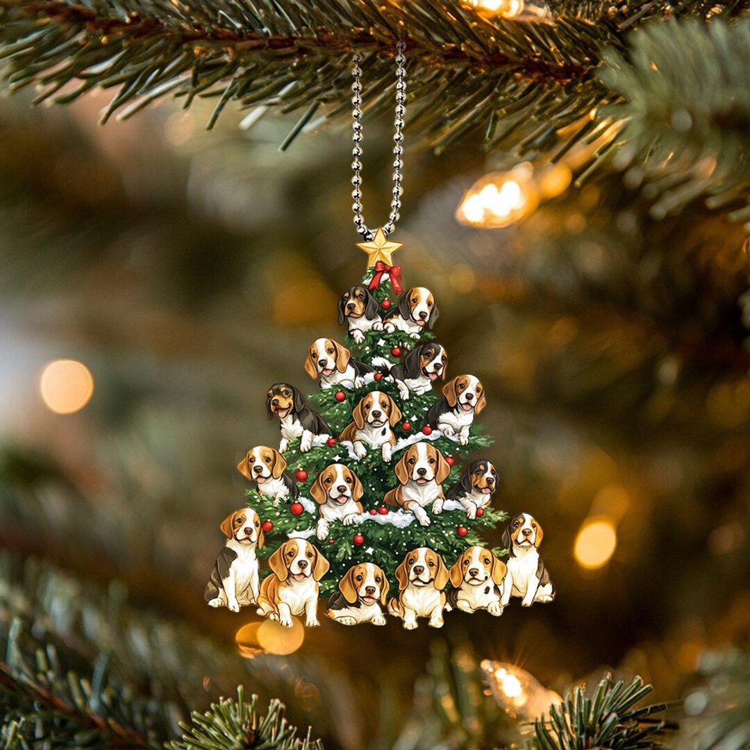 2D Flat Beagle Ornament, Beagle Dog Christmas Tree, Dog Car Hanging ...