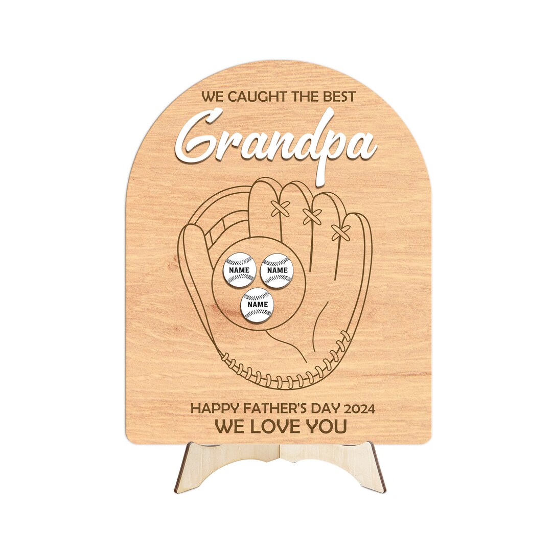 We Caught the Best Dad Sign, Baseball Grandpa Gift, Fathers Day ...