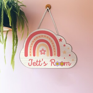 Personalized Wooden Cloud Room Sign With Childs Name,rainbow Name Sign ...