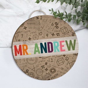 Math Teacher, Mathematic Teacher Door Sign, Teacher Name Sign, Back to ...
