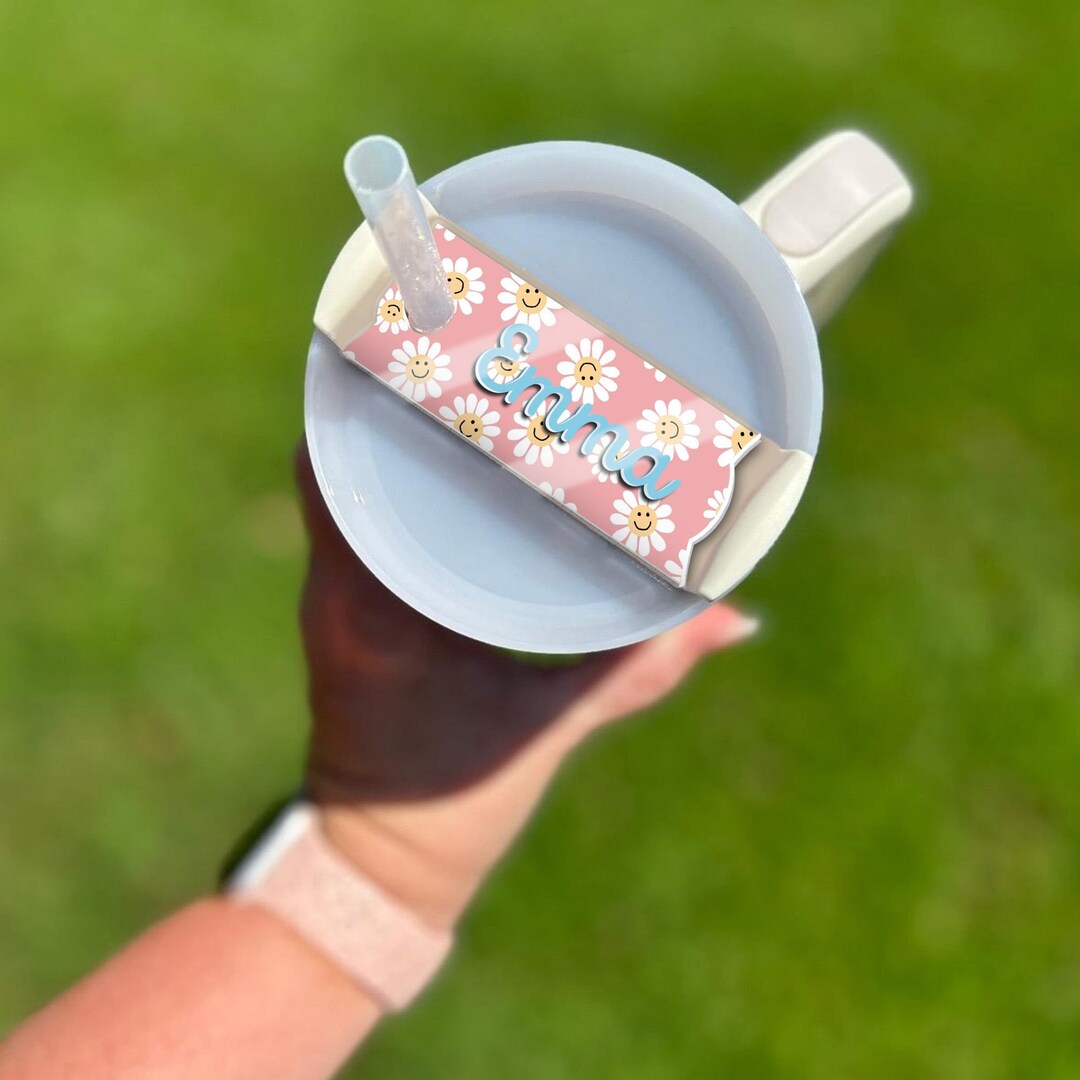 Flower Tumbler Name Plate Floral Stanley Topper Smiley Face Stanley ...