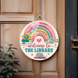Welcome Library School Sign, Welcome to Our Library Door Sign,library ...