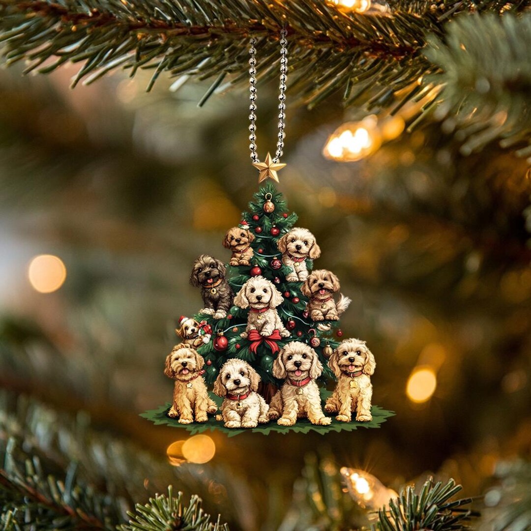 2D Flat Cockapoo Ornament, Cockapoo Dog Christmas Tree, Dog Car Hanging ...