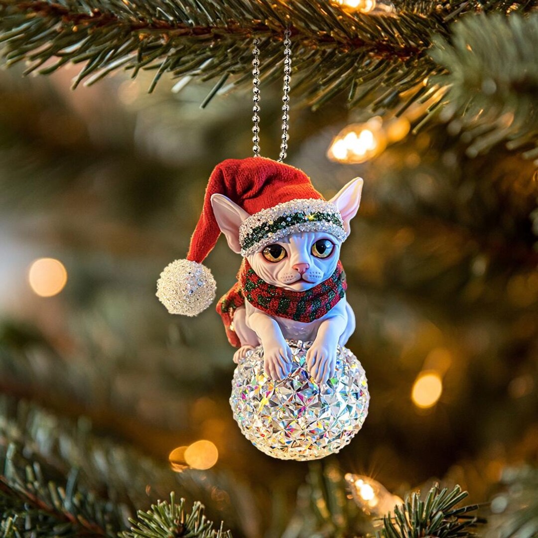 2D Flat Cute Sphynx Cat Ornament, Cat Ornament, Cat Car Hanging ...