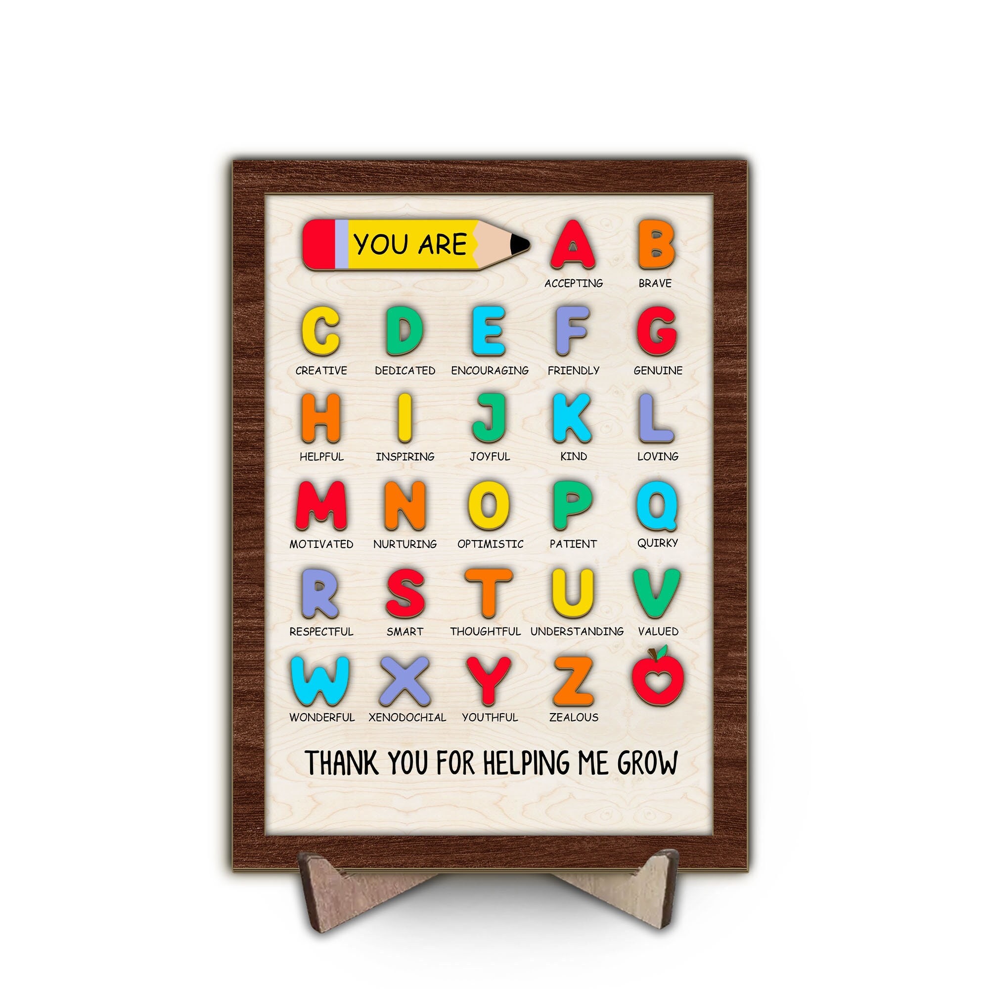 3D Teacher ABC Alphabet Sign, Teacher Appreciation Wooden Plaque Gift ...