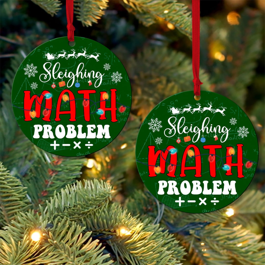 Sleighing Math Problems Teacher Santa Ceramic Ornament, Math Teacher ...