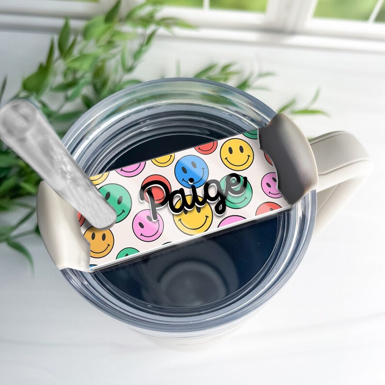 Personalized Tumbler Name Plate Smiley Face Stanley Name Plate - Etsy