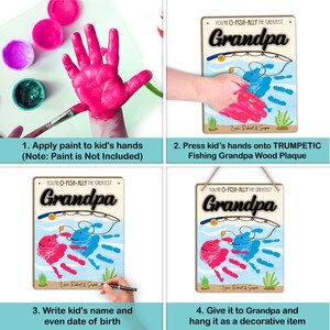 Baby DIY Handprint Gift for Fishing Grandpa From Granddaughter Grandson ...